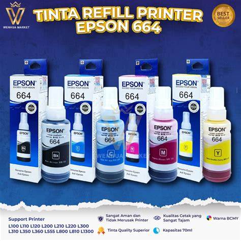 Jual 1 Set 4 Pcs Tinta Epson 664 Tipe Printer L110 L111 L120 L130 L132