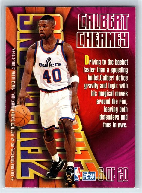Calbert Cheaney 1996 97 Skybox Z Force Zensations Washington Bullets 6 Ebay