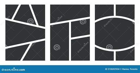 Collage Grid Template For Photos Layout Vector Mosaic Frame Vertical