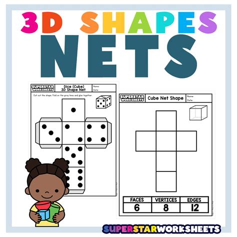 Nets Worksheets 3d Shape Nets Superstar Worksheets
