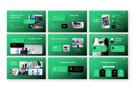 Data Science Technology Powerpoint Templates Incl Green And Science