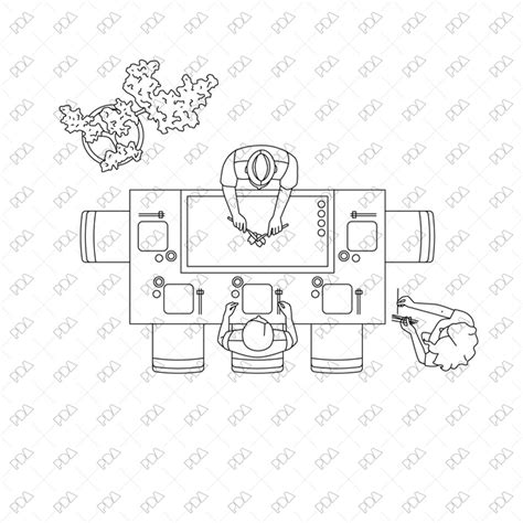 Cad Vector Sushi Bar Japanese Restaurant In Top View