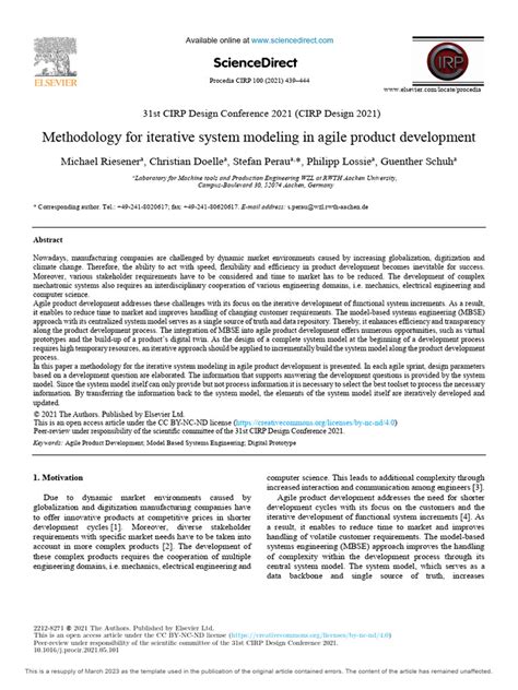 methodology for iterative system modeling in agile product development pdf software