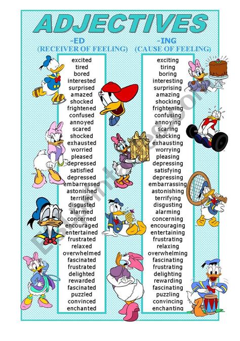Adjectives Ed And Ing Poster Esl Worksheet By Sevim 6
