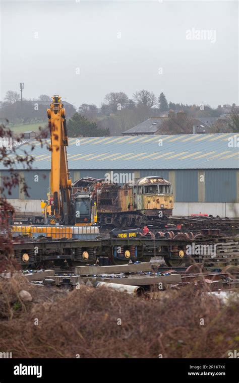Class 47 Diesel Railway Locomotive 47194 Being Broken Up For Scrap By