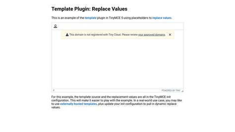 tinymce template plugin replace values