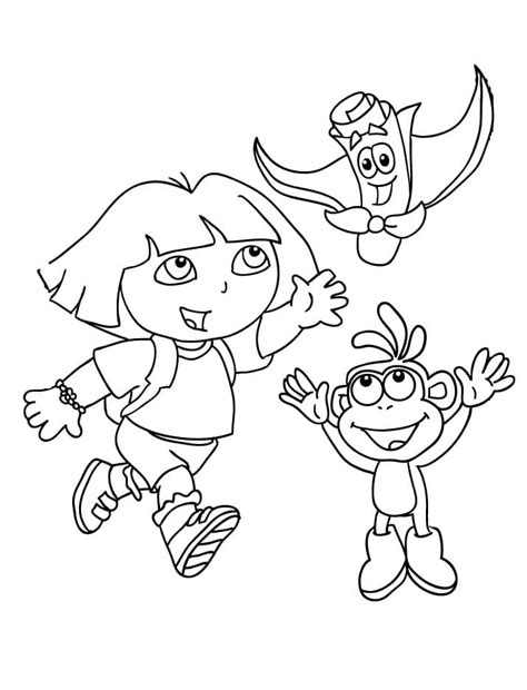 Dora Boots And Map Coloring Page Download Print Or Color Online For Free