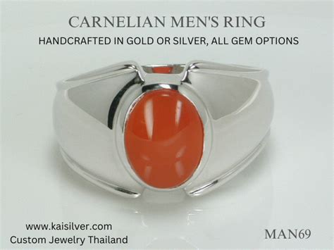 Ring For Men With Carenlian Gemstone Finely Custom Made Silver Or Gold