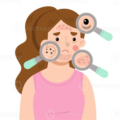 Illustration Of A Woman With Skin Problems 49694203 Png