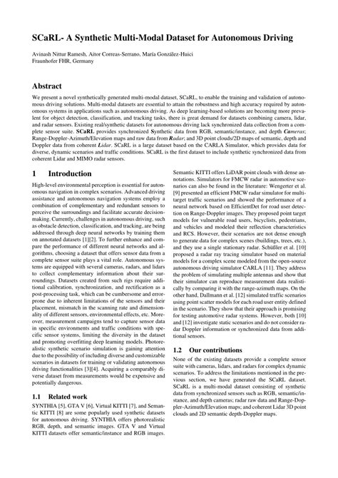 Pdf Scarl A Synthetic Multi Modal Dataset For Autonomous Driving