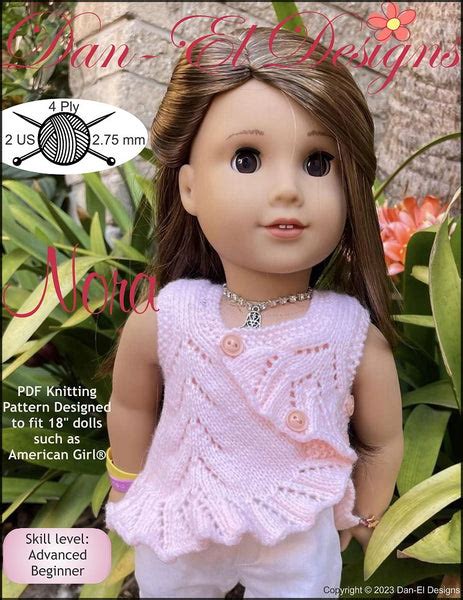 Dan El Designs Nora Doll Clothes Knitting Pattern 18 Inch American Girl