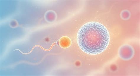 Human Egg Cell Fertilization By Sperm Microscopic View Of Conception Process Stock Illustration