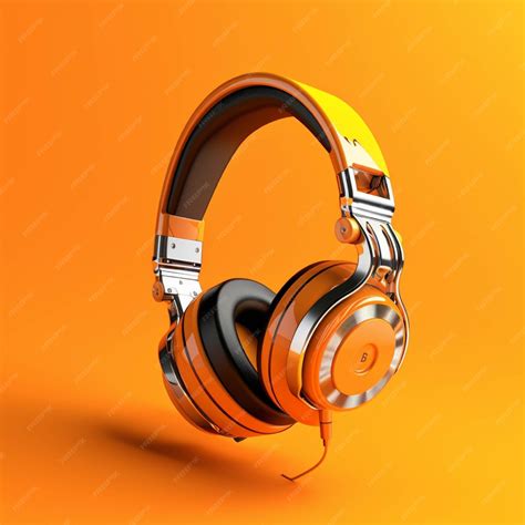 Premium Ai Image Orange Headphones On A Yellow Background Music