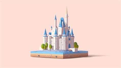 Cartoon Low Poly Disney Castle 3d Model By Antonmoek [f28fc4c