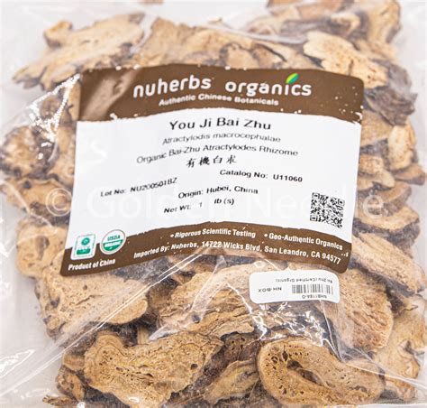 Nuherbs Bai Zhu Certified Organic Chinese Single Herbs Golden