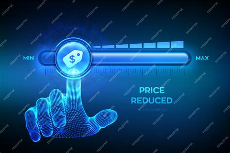 Premium Vector Price Reduced Cost Reduction Wireframe Hand Is Pulling