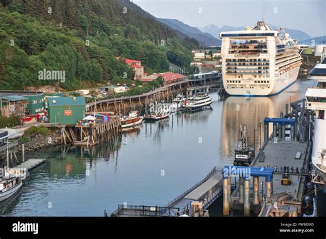 Giant Cruise Ship In Juneau Cruise Terminal Juneau Alaska Usa Stock
