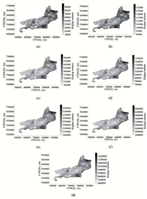 Kriging Variance Maps Of Maximum Annual Daily Average Rain A And At