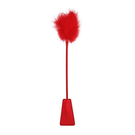 Ouch Crop With Feather Red Whip Wild Fantasy
