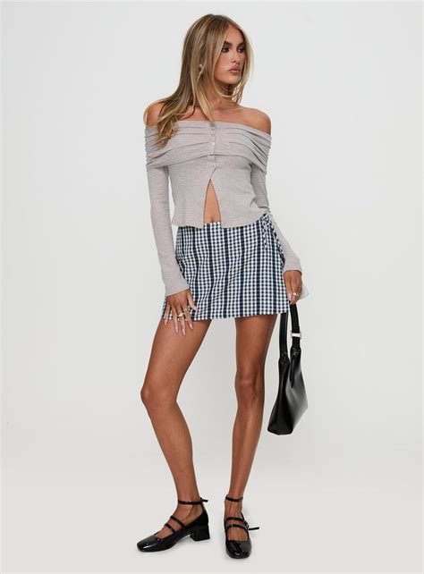 Gulliver Tie Side Mini Skort Navy Gingham Princess Polly Usa