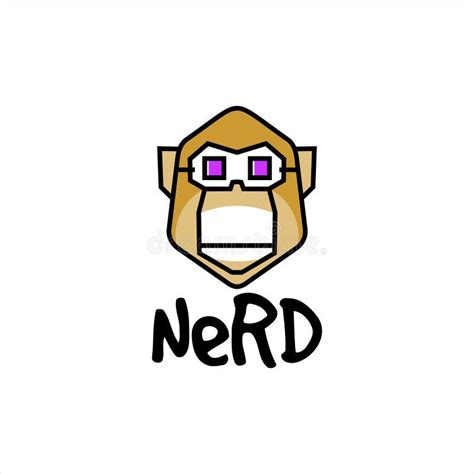 Cartoon Monkey Nerd Logo Design Template Stock Vector Illustration Of
