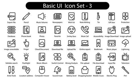 Basic UI Line Icon Set Vector Art At Vecteezy