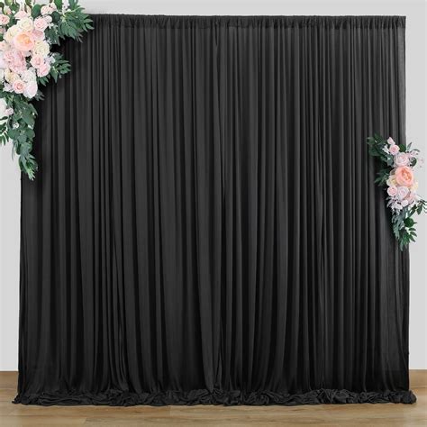 10 Ft X 8 Ft Wrinkle Free Black Backdrop Curtain For Parties Polyester