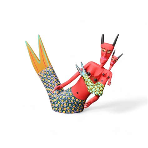 10 Adrián Xuana Oaxaca Wood Carving Mermaid Devil With Mermaid Mini Mermaid Siren Figurine