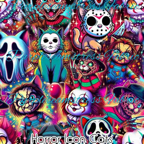 Horror Icon Cats Fabric Purpleseamstress Fabric