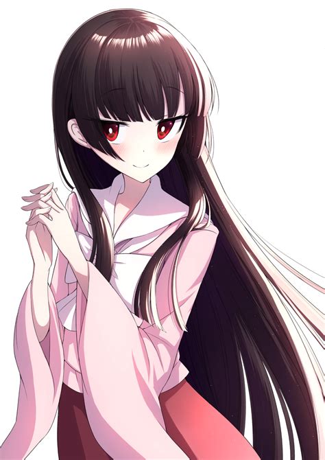 Safebooru 1girl Arms Up Bangs Black Hair Blouse Blunt Bangs Blush Bow