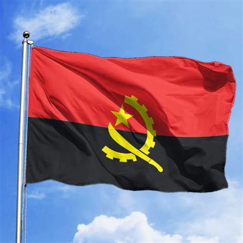 Bandeira Nacional De Angola 90x150cm Pendurado Poliéster Uv Desvanece