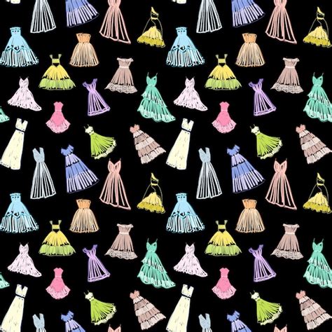 Premium Vector Seamless Vector Pattern With Cute Drees In Dark