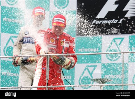 Robert Kubica Pol Bmw Sauber F1 And Kimi Raikkonen Fin Ferrari On