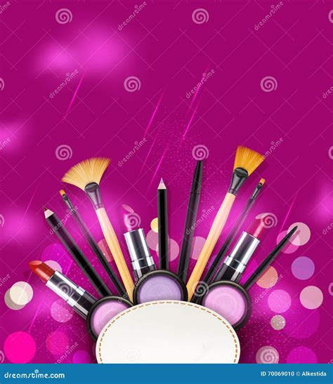 Vector Background With Cosmetics And Make Up Objects And Place F Stock