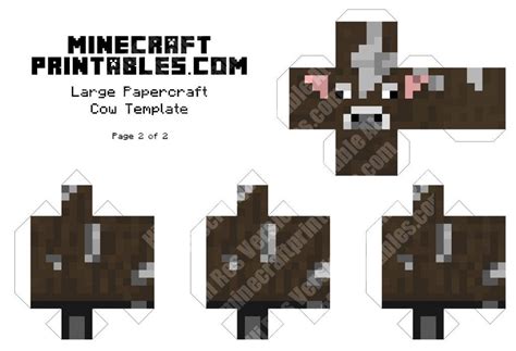 Minecraft Cow 3d Printable Minecraft Cow Papercraft Template