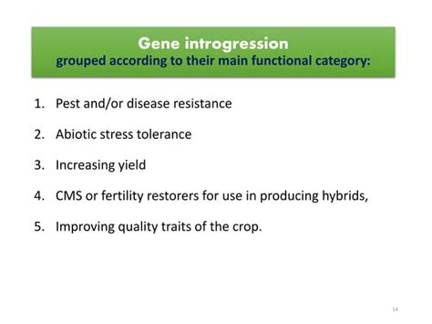 Gene Introgression From Wild Relatives To Cultivated Plants