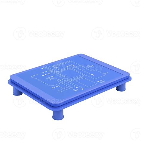Blue Electronic Circuit Board With Detailed Schematic Design Is