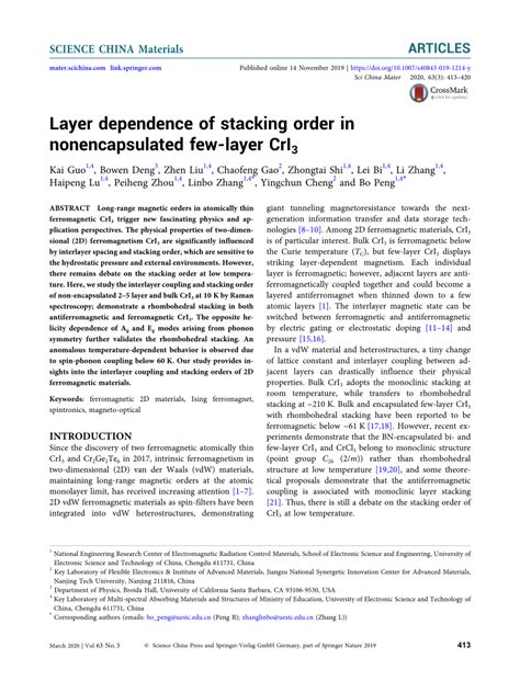 Pdf Layer Dependence Of Stacking Order In Nonencapsulated Few Layer