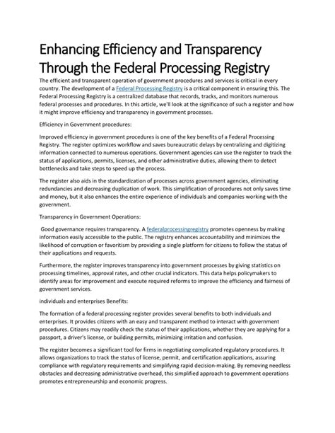 Ppt Enhancing Efficiency And Transparency Through The Federal