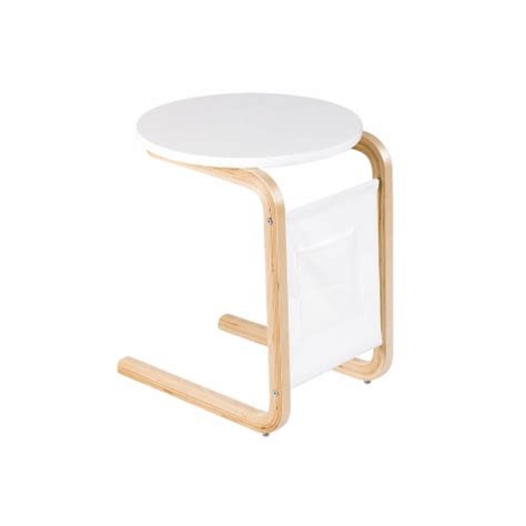 Bentwood Sofa Side Table With Square Tabletop And Storage Bag 1 Unit