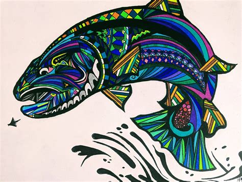 Rising Trout Me Colored Pencil 2021 Rart