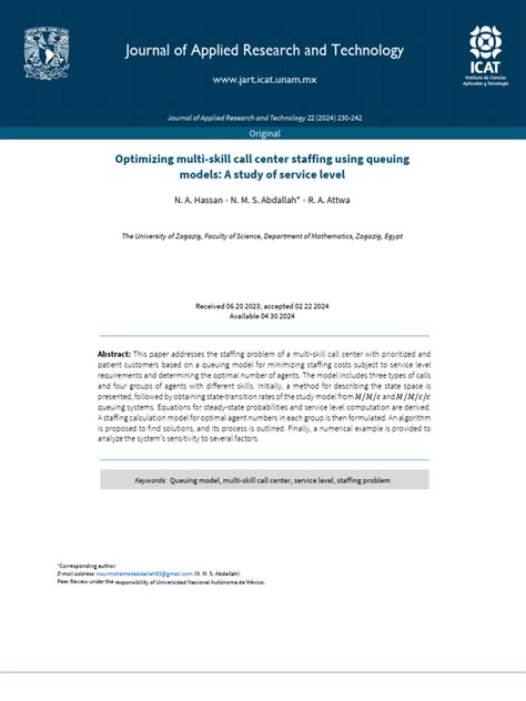 Optimizing Multi Skill Call Center Staffing Using Queuing Pdf