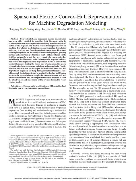 Pdf Sparse And Flexible Convex Hull Representation For Machine Degradation Modeling