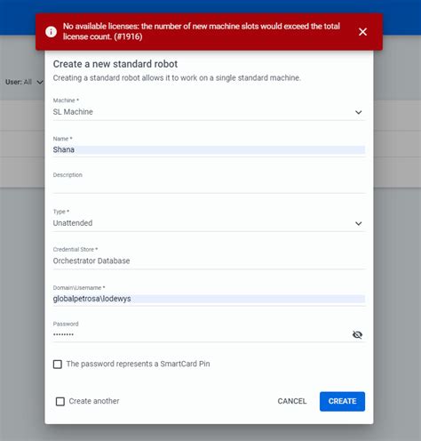Unable To Create A Floating Robot Community Edition Orchestrator Uipath Community Forum