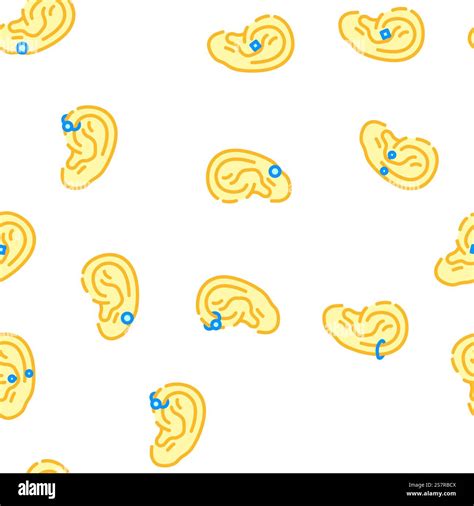 Piercing Ring Earring Nose Vector Seamless Pattern Thin Line