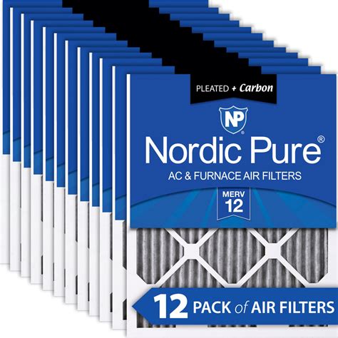 12x12x1 Furnace Air Filters Merv 12 Pleated Plus Carbon 12 Pack Grow