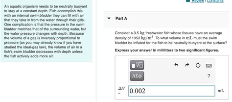 solved review constants part a an aquatic organism needs to