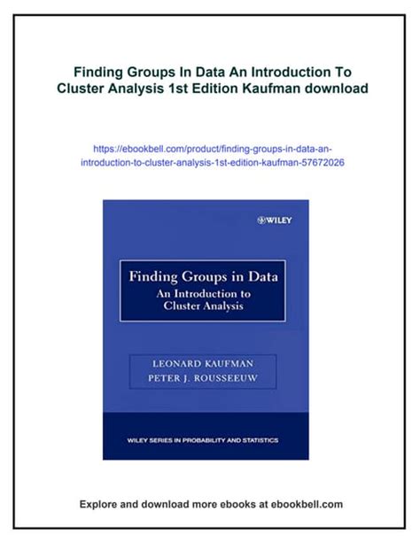 Finding Groups In Data An Introduction To Cluster Analysis 1st Edition