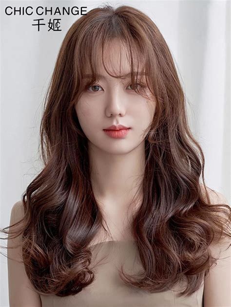 千姬假发女中长发空气刘海长卷发自然全头套式网红真人发假发套 淘宝网 花瓣网