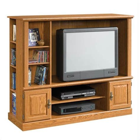 Orchard Hills Entertainment Center With Shelves In Carolina Oak Finish